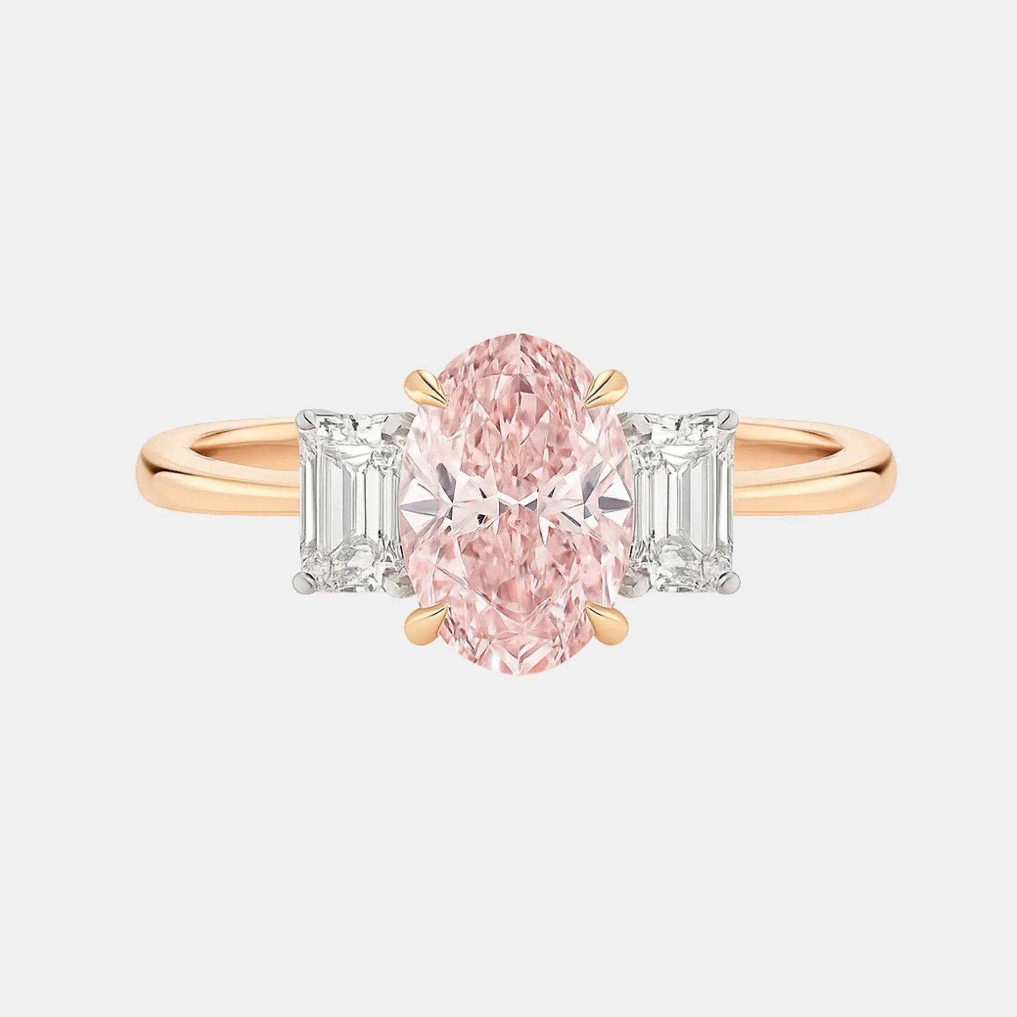 ALORA - Pink Oval Trilogy Engagement Ring - AG & CO Jewellery